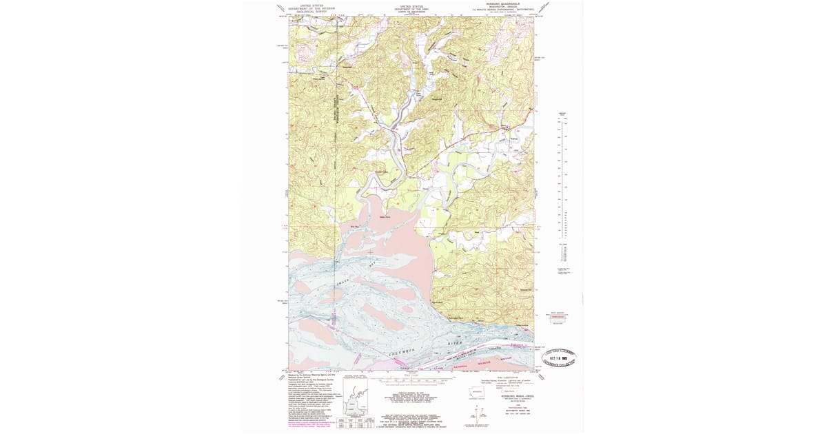 1949 Map of Rosburg, WA — High-Res, 1985 Print | Pastmaps