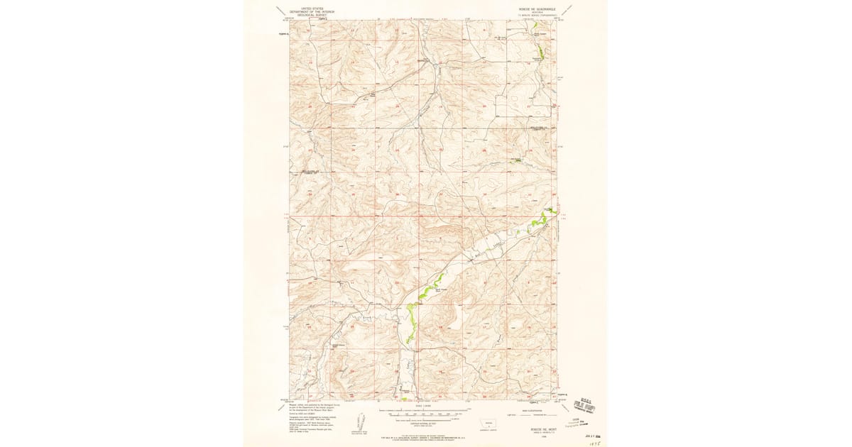 1956 Map of Roscoe NE, Carbon County, MT — High-Res | Pastmaps