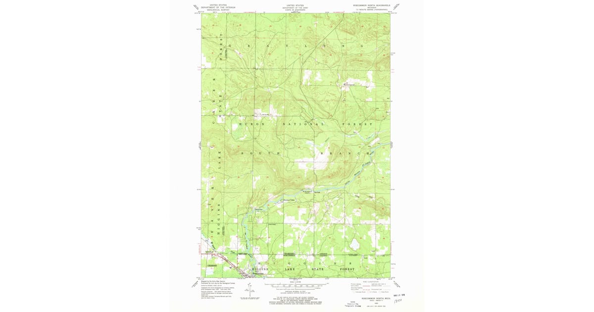 1950 Map of Roscommon North, Crawford County, MI — High-Res | Pastmaps