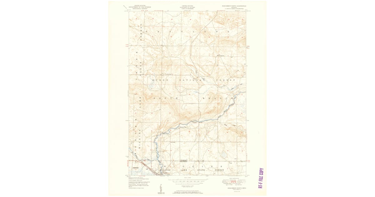 1951 Map of Roscommon North, Crawford County, MI — High-Res | Pastmaps