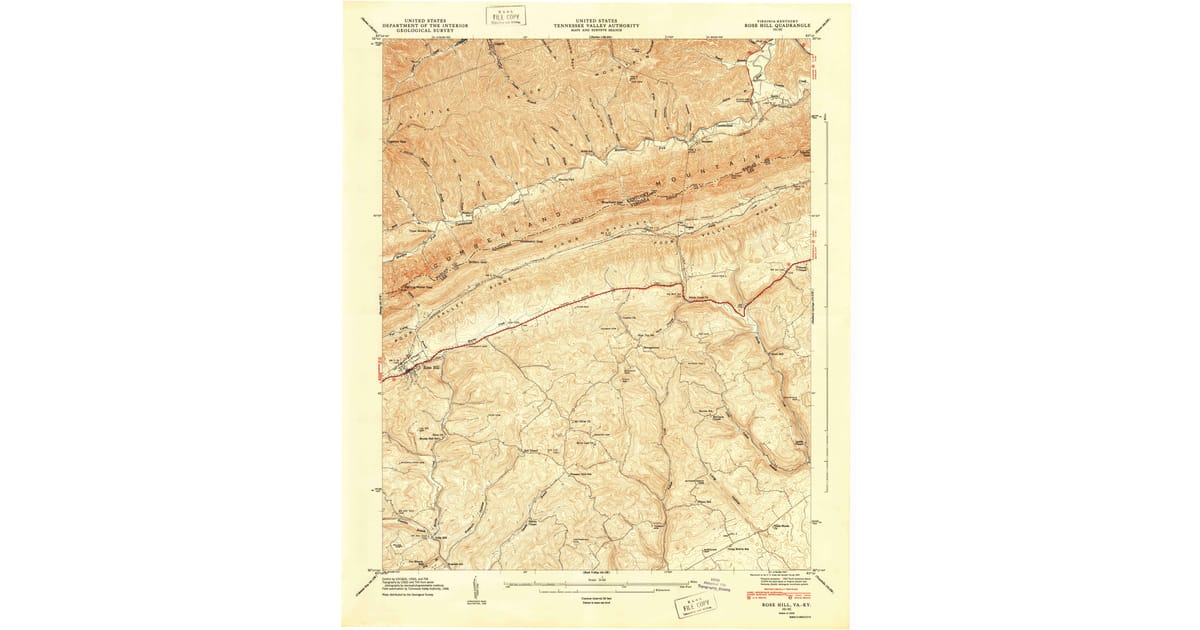 1948 Map of Rose Hill, Lee County, VA — High-Res | Pastmaps