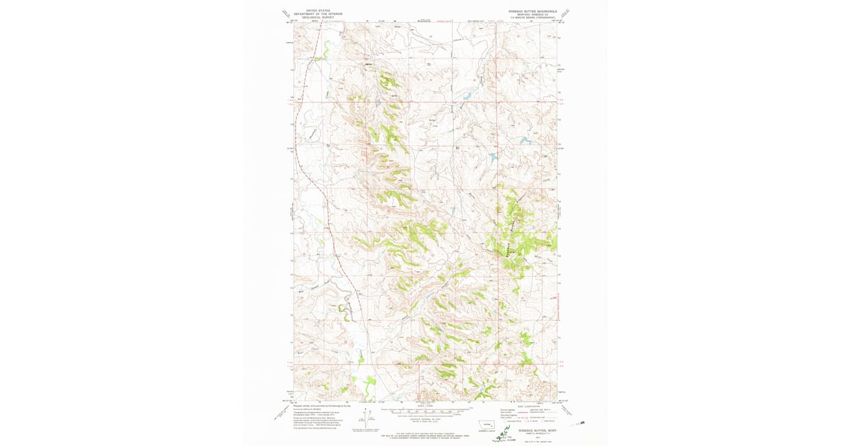 1971 Map of Rosebud Buttes, Rosebud County, MT — High-Res | Pastmaps