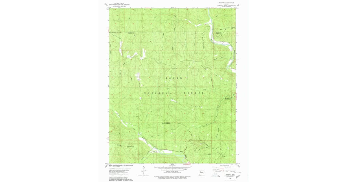 1980 Map of Rosetta, Johnson County, AR — High-Res | Pastmaps