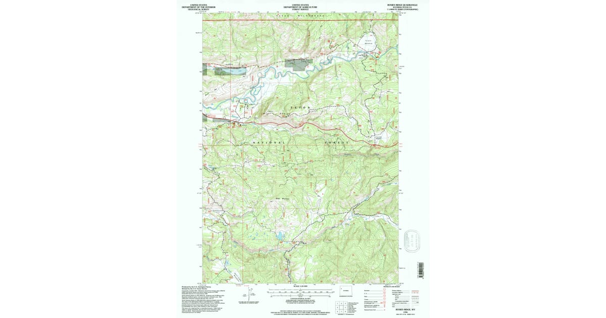 1996 Map of Rosies Ridge, Teton County, WY — High-Res | Pastmaps