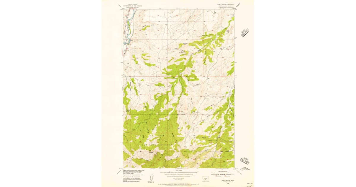 1954 Map of Ross Canyon, Sweet Grass County, MT — High-Res | Pastmaps