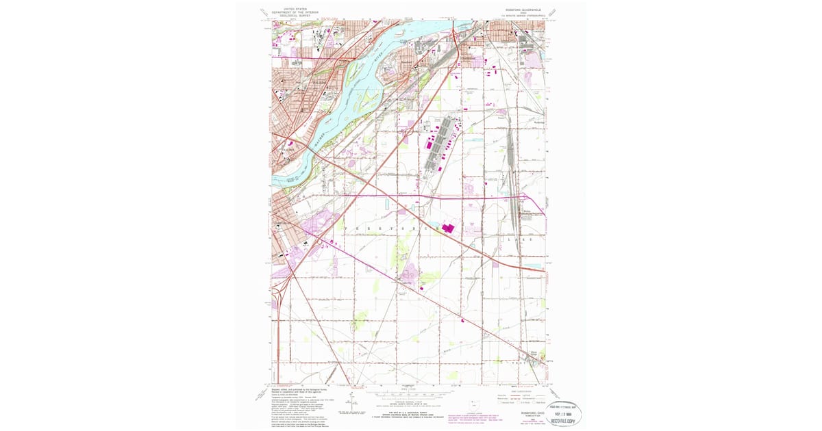1965 Map of Rossford, OH — High-Res, 1988 Print | Pastmaps
