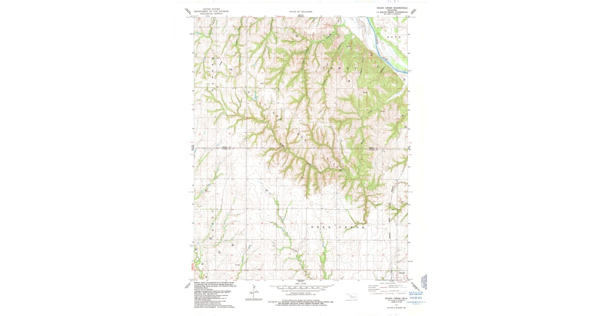 1985 Map of Rough Creek, Custer County, OK — High-Res | Pastmaps