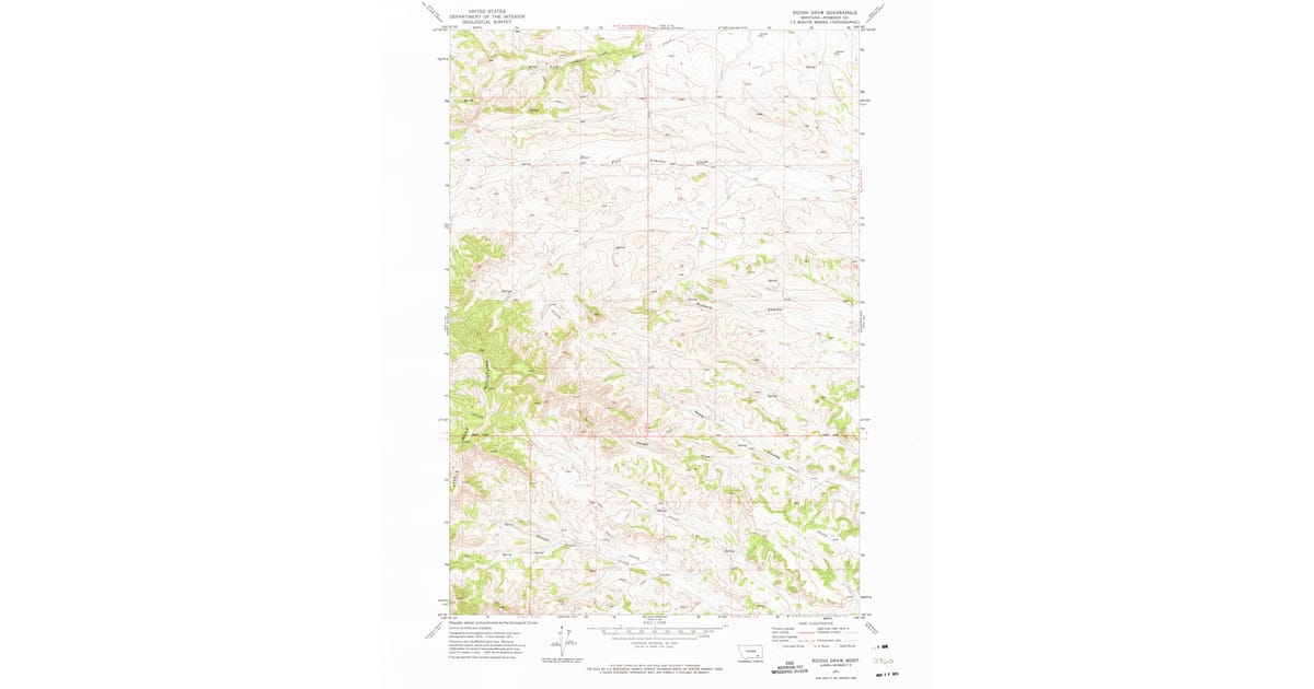 1971 Map of Rough Draw, Rosebud County, MT — High-Res | Pastmaps
