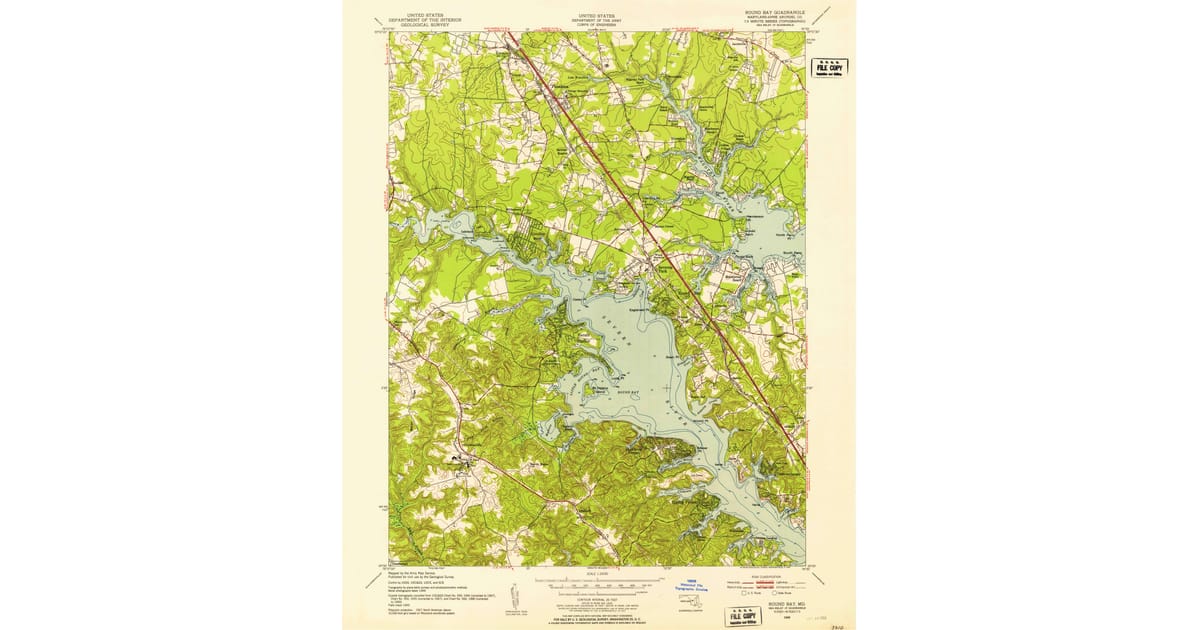 1949 Map of Round Bay, Anne Arundel County, MD — High-Res | Pastmaps