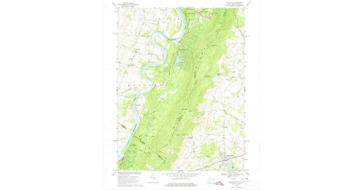 1970 Map of Round Hill, VA — High-Res, 1974 Print | Pastmaps