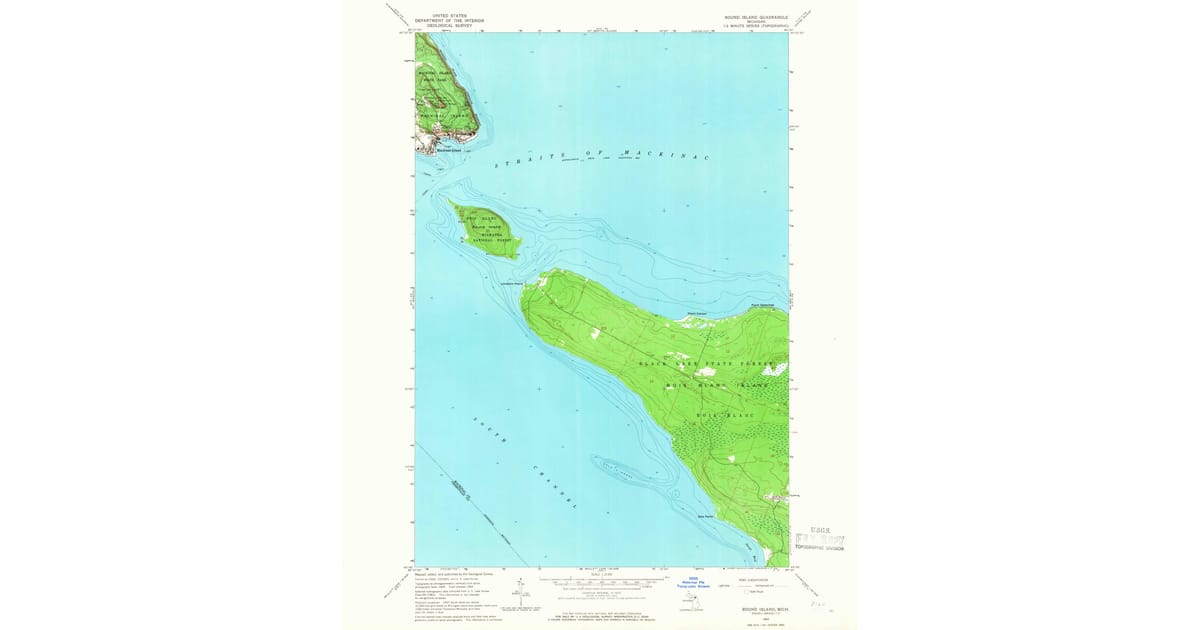 1964 Map of Round Island, Mackinac County, MI — High-Res | Pastmaps