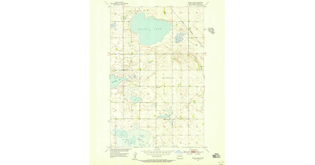 1954 Map of Round Lake, Pierce County, ND — High-Res | Pastmaps
