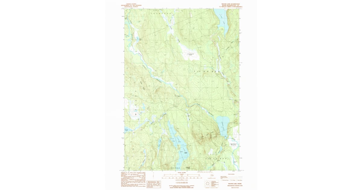 1990 Map of Round Lake, Washington County, ME — High-Res | Pastmaps