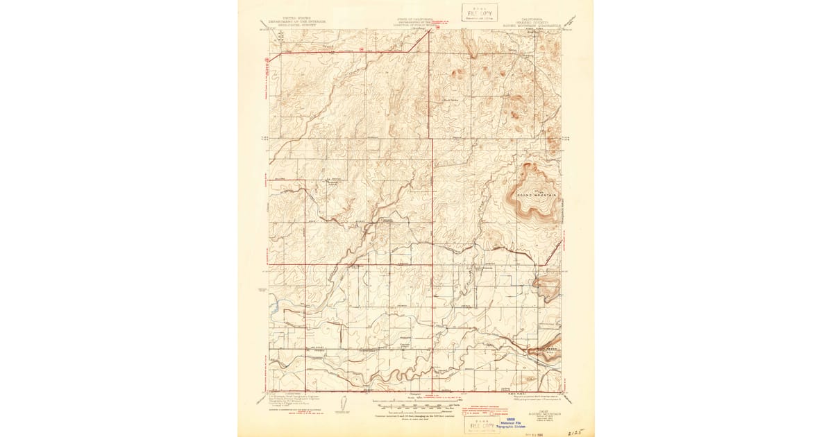 1922 Map of Round Mountain, Fresno County, CA — High-Res, 1944 Print ...