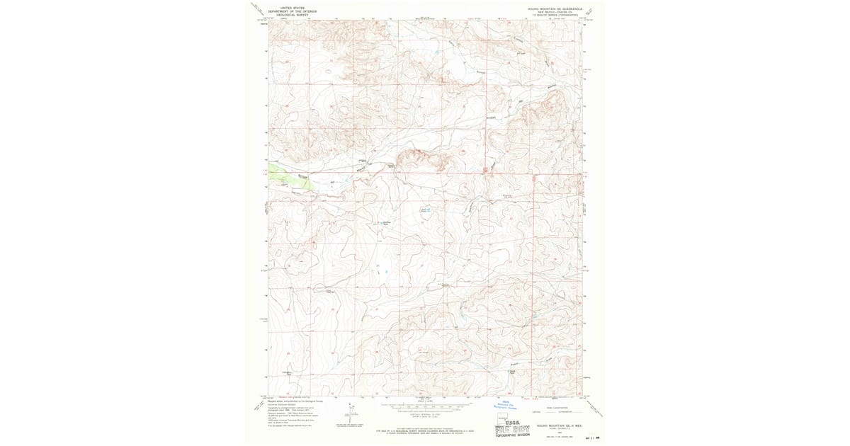 1967 Map of Round Mountain SE, Chaves County, NM — High-Res | Pastmaps