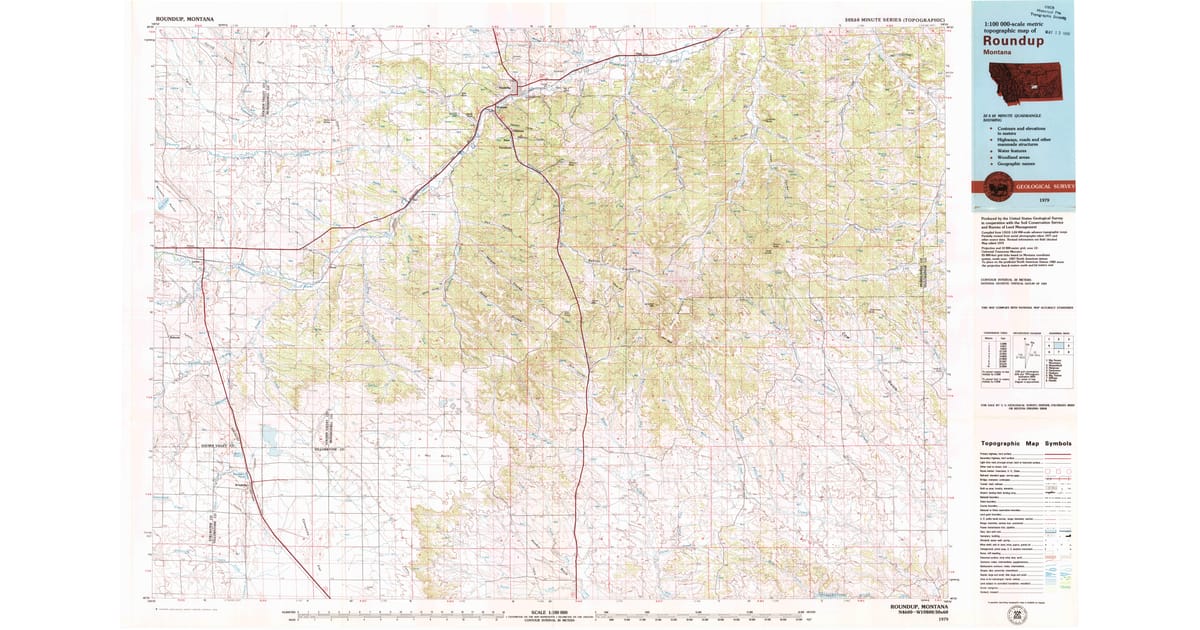 1979 Map of Roundup, MT — High-Res | Pastmaps