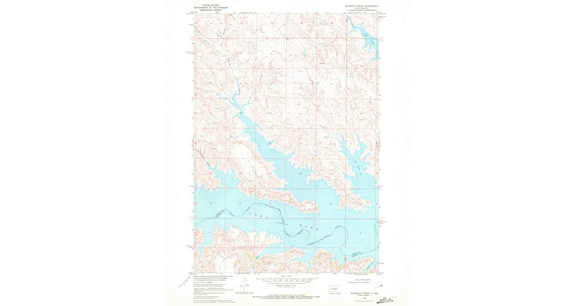 1969 Map of Rousseau Creek, Dewey County, SD — High-Res | Pastmaps