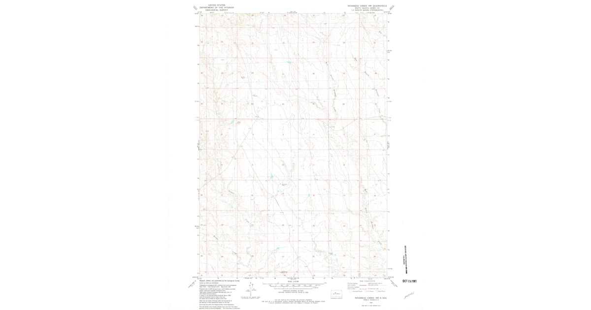 1981 Map of Rousseau Creek NW, Dewey County, SD — High-Res | Pastmaps