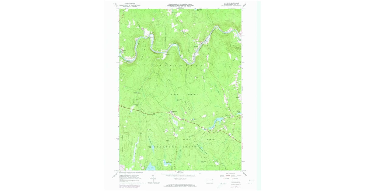 1966 Map of Rowland, Pike County, PA — High-Res, 1974 Print | Pastmaps