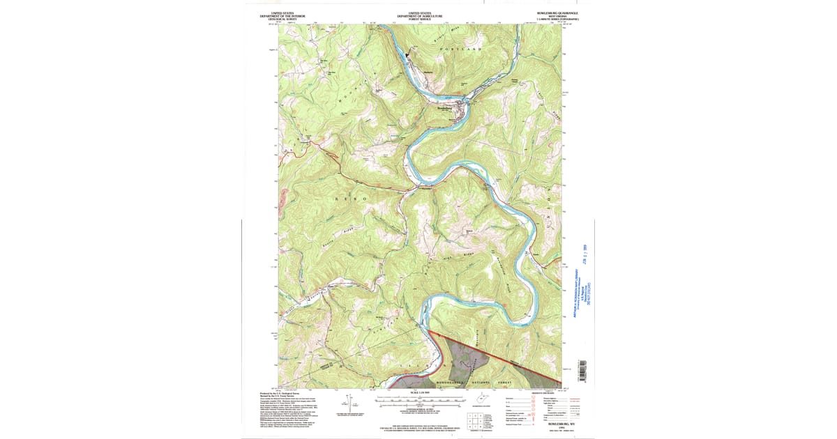 1995 Map of Rowlesburg, WV — High-Res | Pastmaps