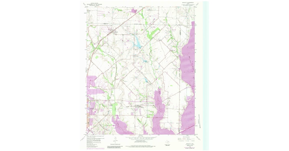 1959 Map of Rowlett, TX — High-Res, 1984 Print #2 | Pastmaps