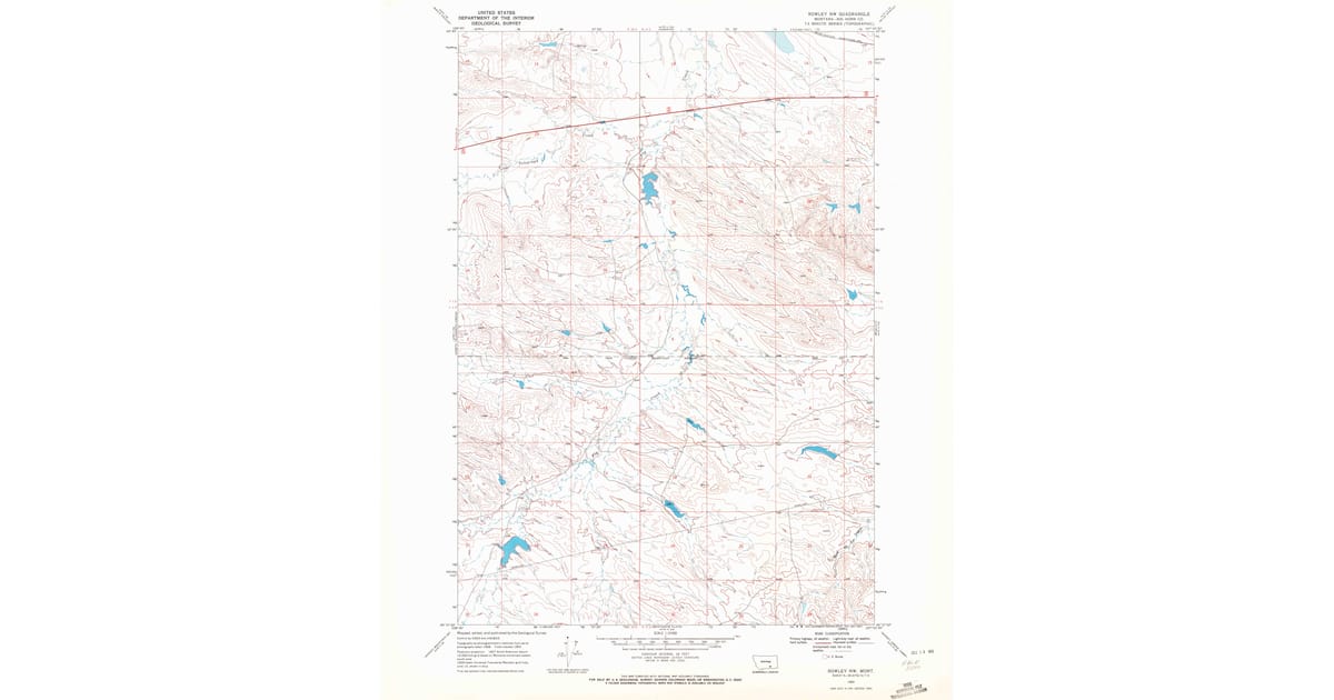 1969 Map of Rowley NW, Big Horn County, MT — High-Res | Pastmaps