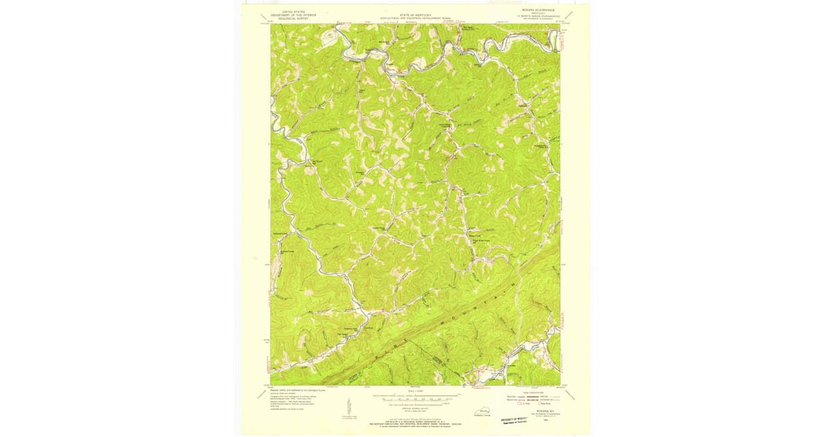 1954 Map of Roxana, Letcher County, KY — High-Res | Pastmaps