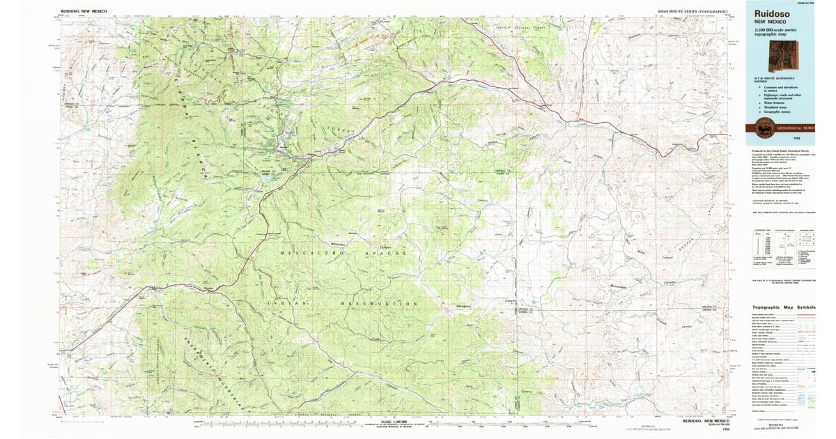1984 Map of Ruidoso, NM — High-Res | Pastmaps
