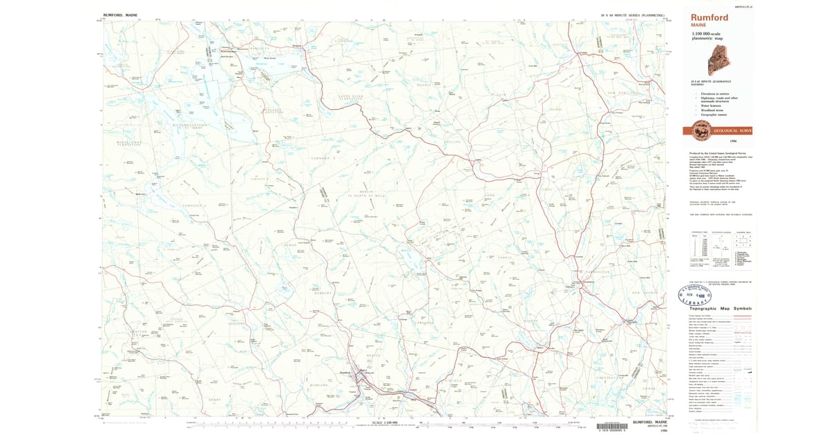 1986 Map of Rumford, Franklin County, ME — High-Res | Pastmaps