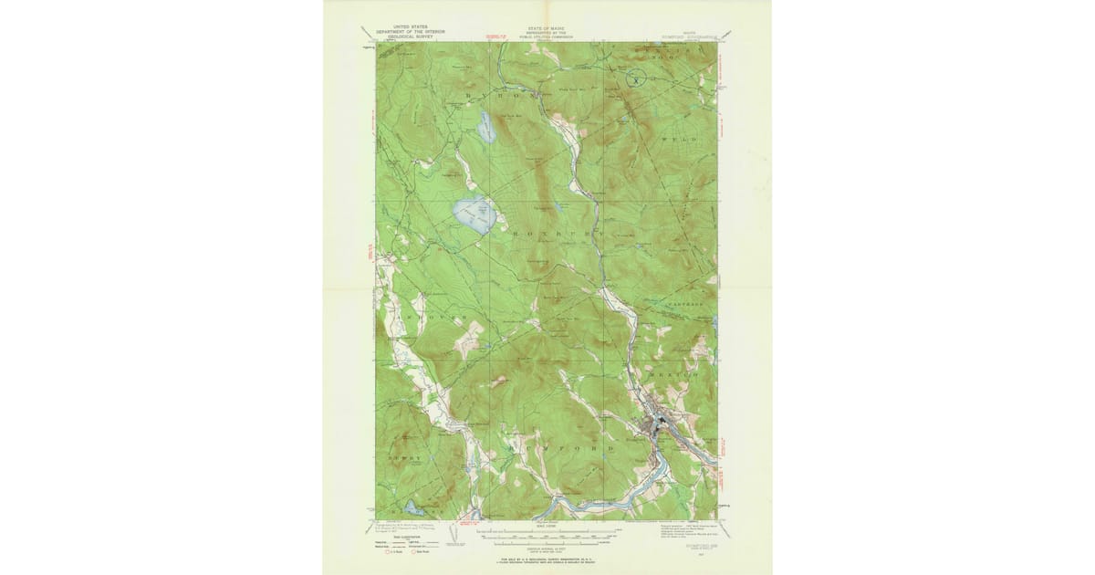 1927 Map of Rumford, Oxford County, ME — High-Res, 1963 Print | Pastmaps