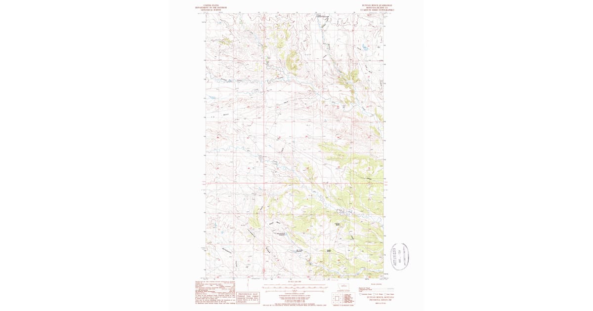 1987 Map of Runyan Bench, Blaine County, MT — High-Res | Pastmaps