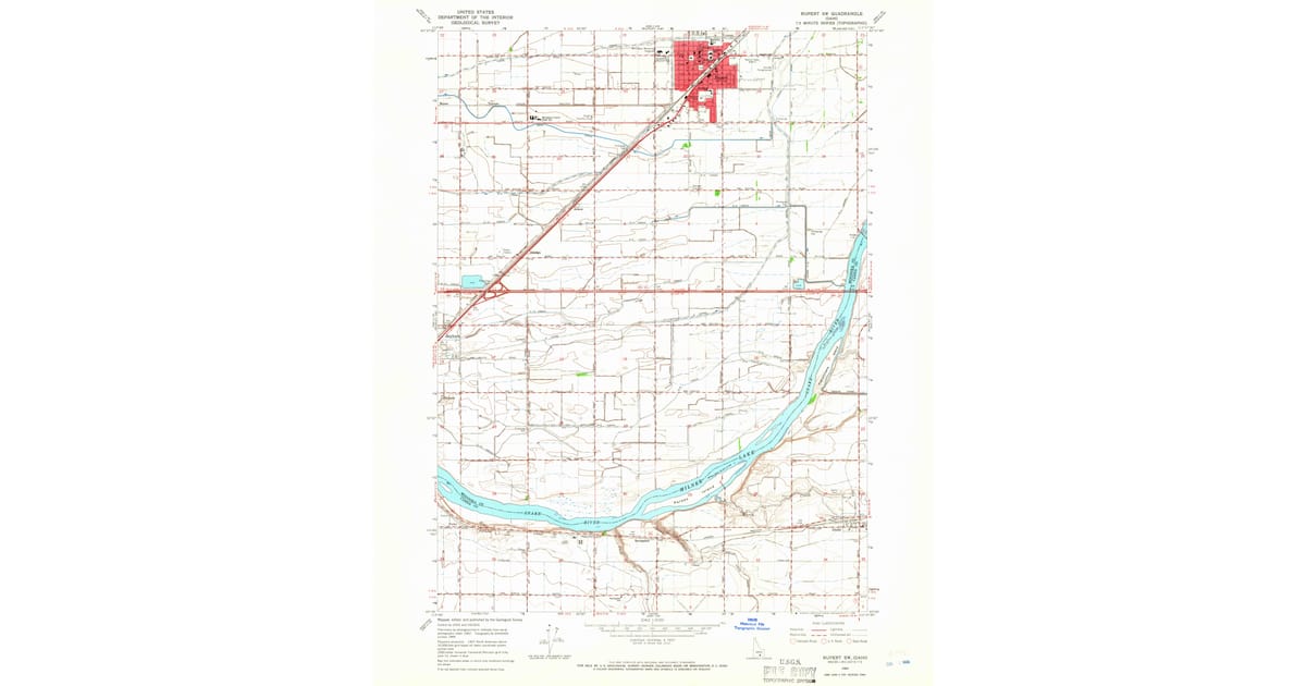 1964 Map of Rupert SW, Minidoka County, ID — High-Res | Pastmaps