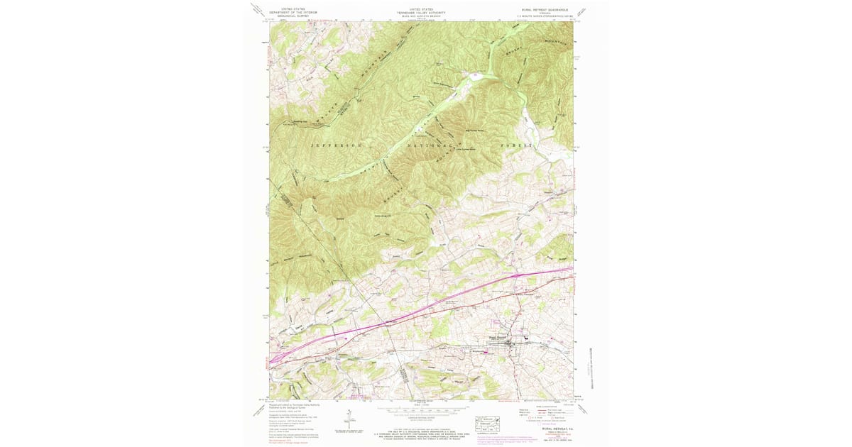 1959 Map of Rural Retreat, VA — High-Res, 1984 Print | Pastmaps