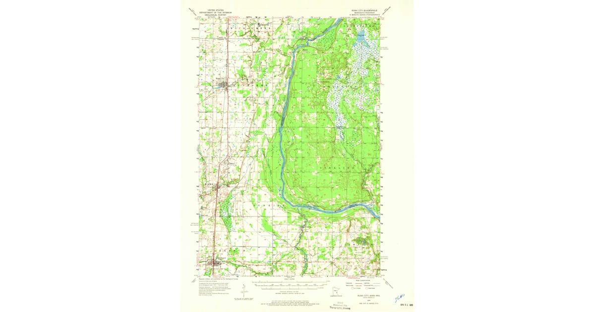 1955 Map of Rush City, MN — High-Res, 1975 Print | Pastmaps