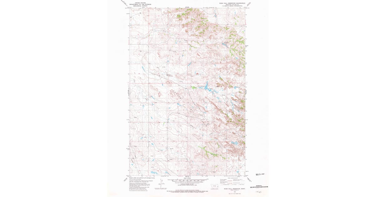 1981 Map of Rush Hall Reservoir, Fallon County, MT — High-Res | Pastmaps