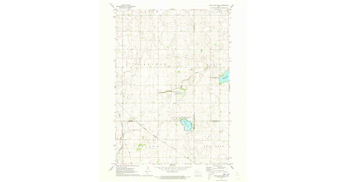 1971 Map of Rush Lake West, Clay County, IA — High-Res | Pastmaps