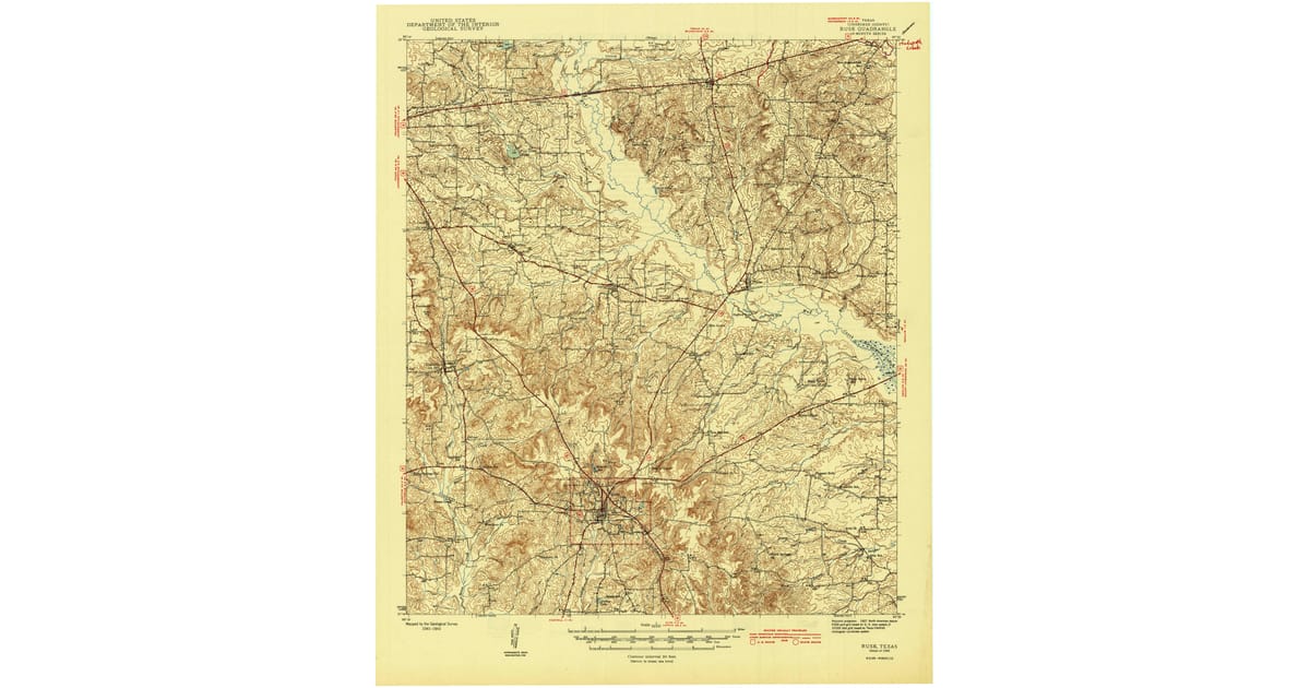 1945 Map of Rusk, TX — High-Res | Pastmaps