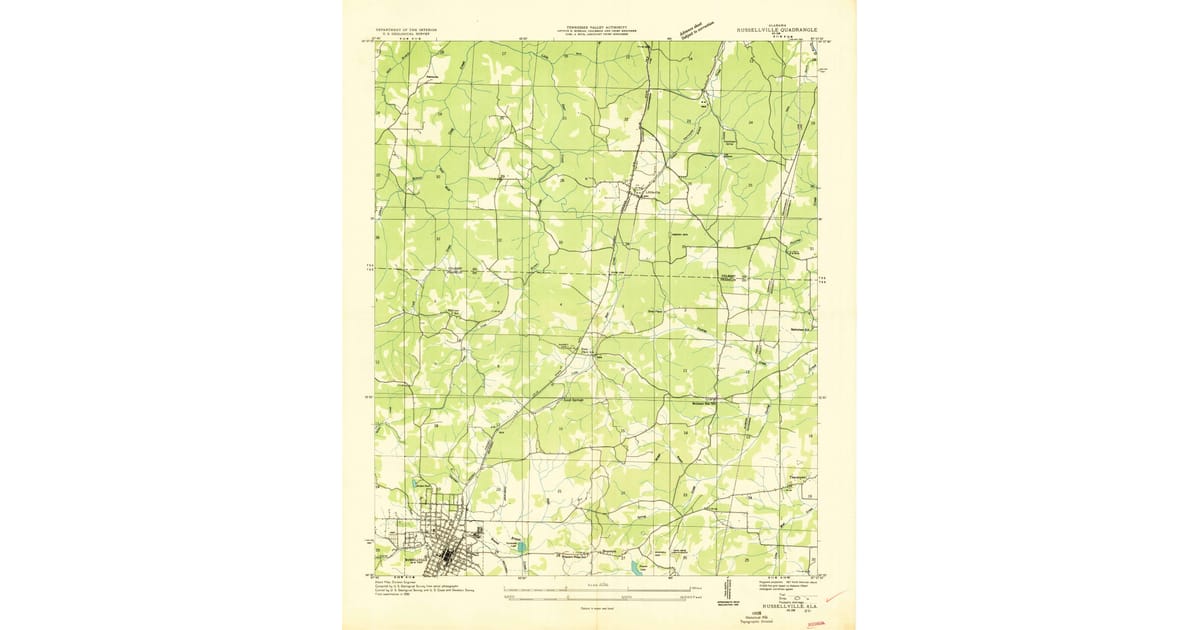 1936 Map of Russellville, AL — High-Res | Pastmaps