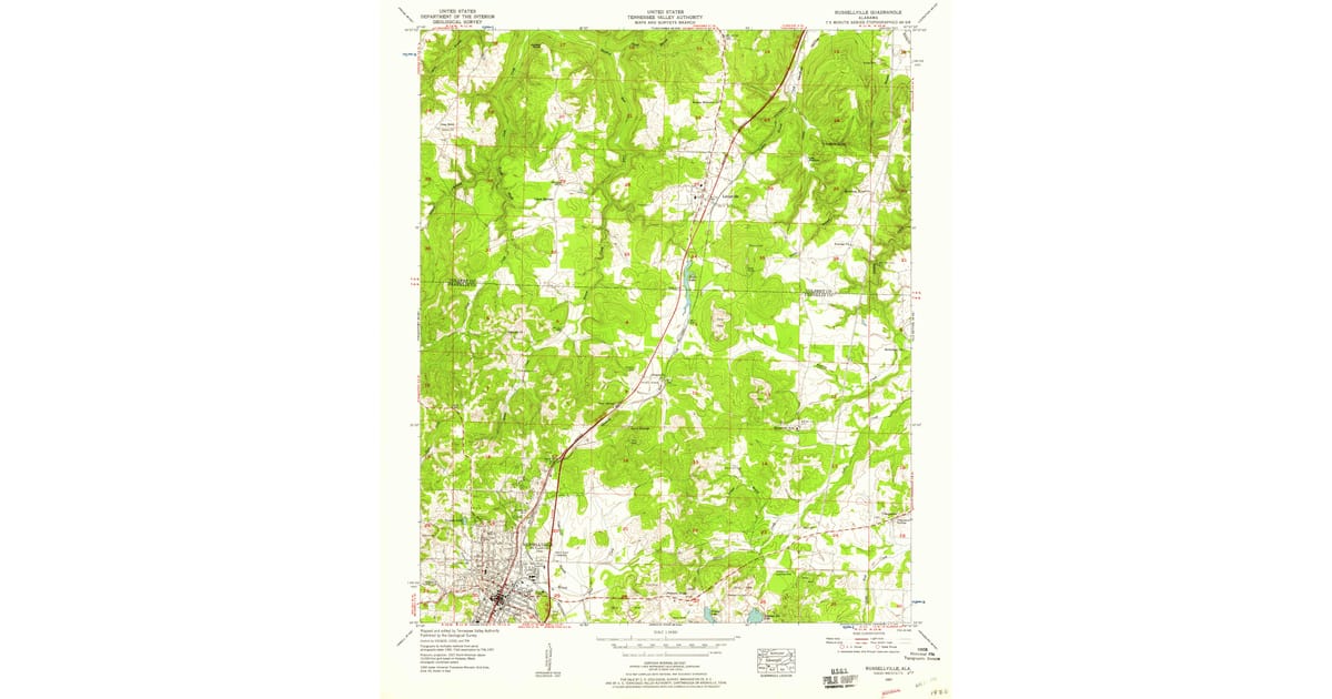 1957 Map of Russellville, AL — High-Res | Pastmaps