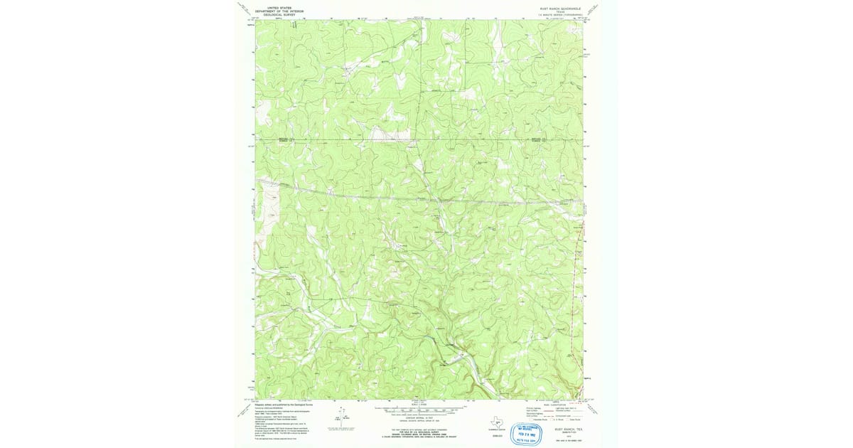 1970 Map of Rust Ranch, Kimble County, TX — High-Res, 1992 Print | Pastmaps