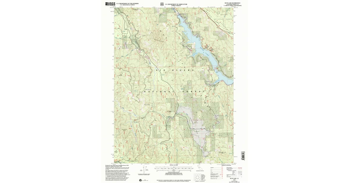 1997 Map of Ruth Lake, Trinity County, CA — High-Res | Pastmaps