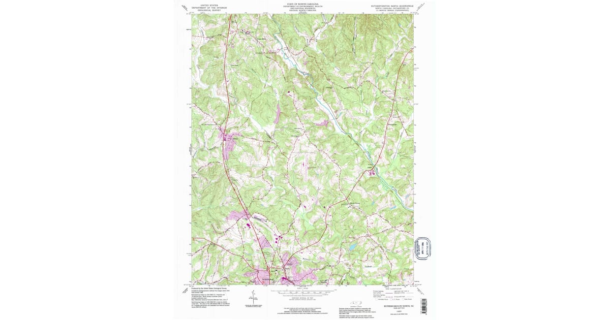 1993 Map of Rutherfordton North, Rutherford County, NC — High-Res ...