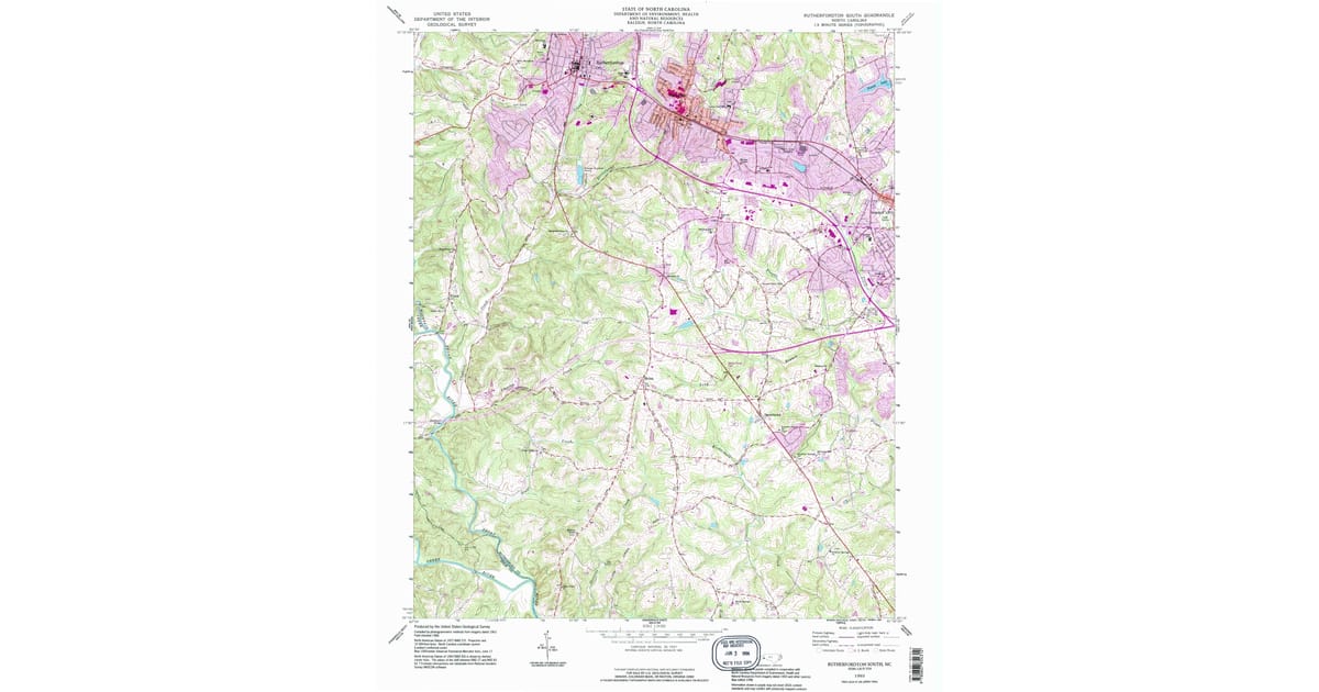 1993 Map of Rutherfordton South, Rutherford County, NC — High-Res ...