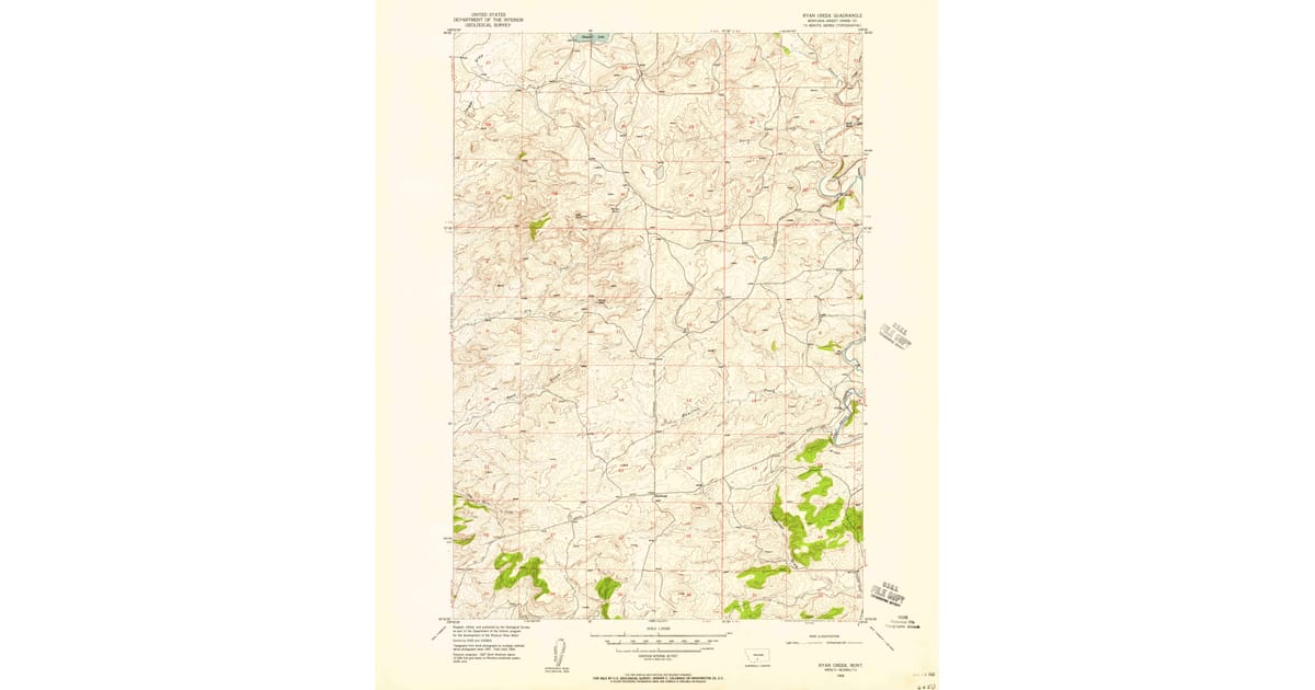 1954 Map of Ryan Creek, Sweet Grass County, MT — High-Res | Pastmaps