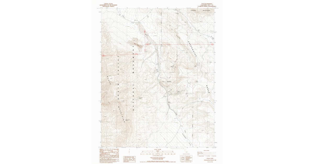 1988 Map of Ryan, Inyo County, CA — High-Res | Pastmaps