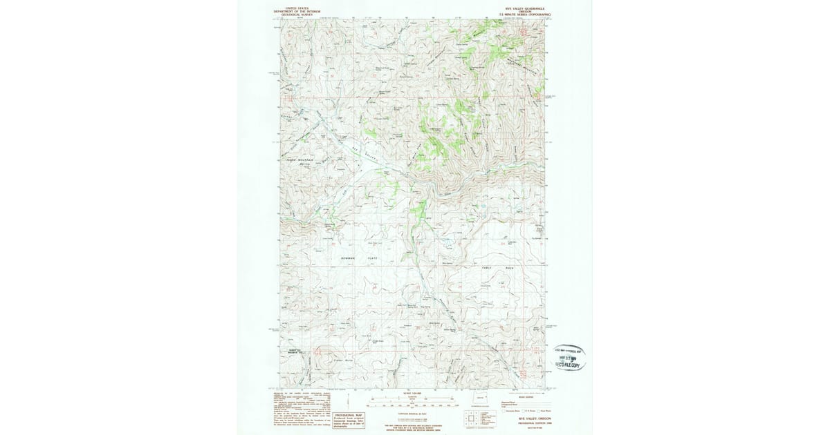 1988 Map of Rye Valley, Baker County, OR — High-Res | Pastmaps