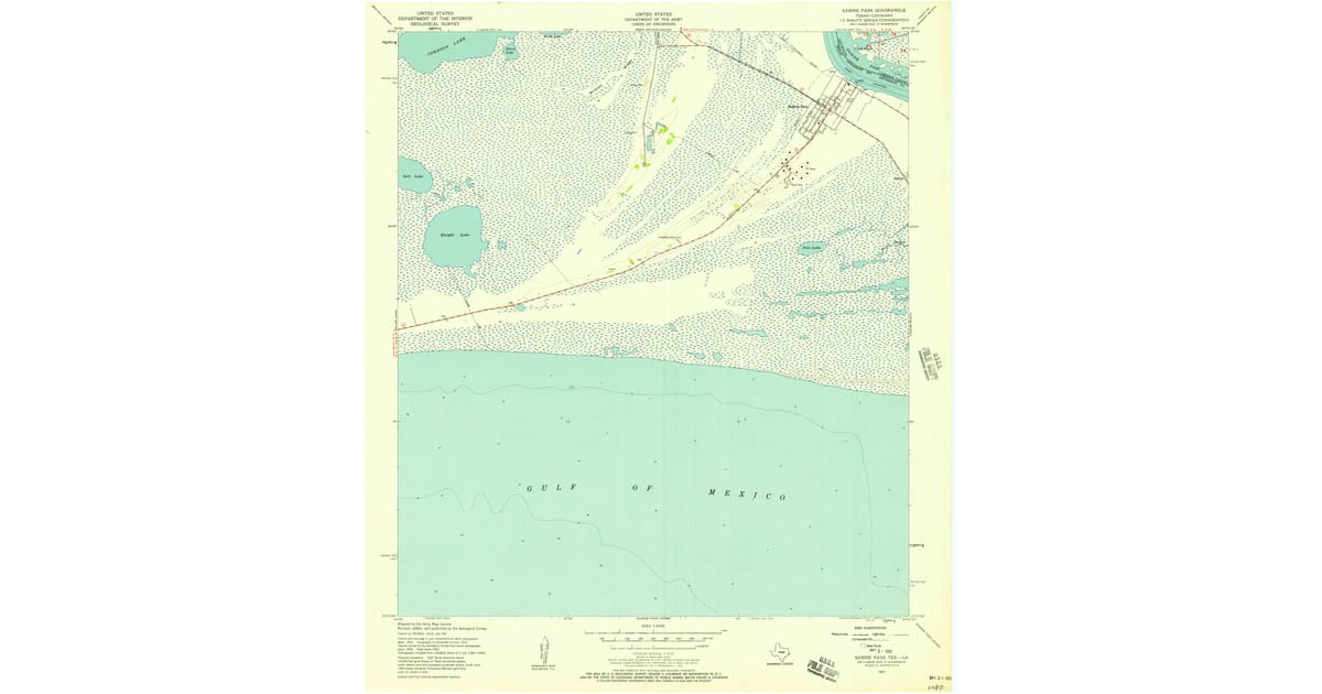 1957 Map of Sabine Pass, Jefferson County, TX — High-Res | Pastmaps