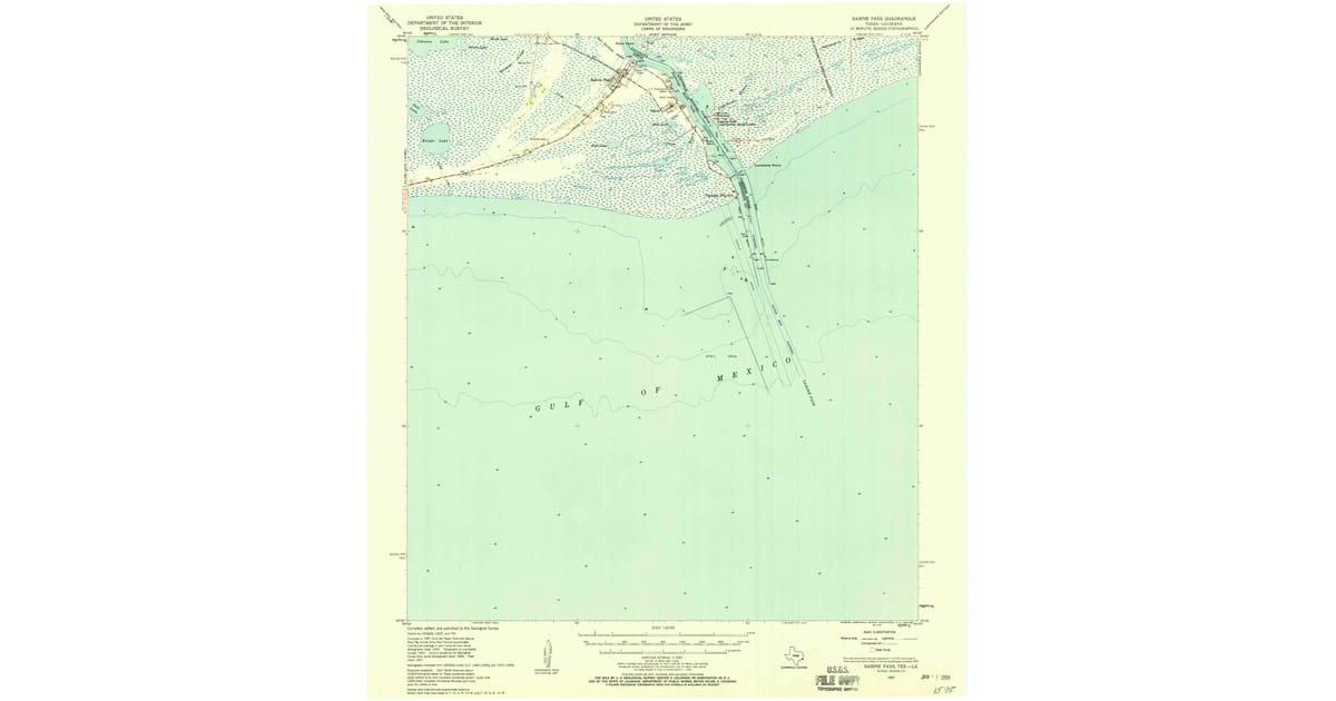 1957 Map of Sabine Pass, Jefferson County, TX — High-Res | Pastmaps