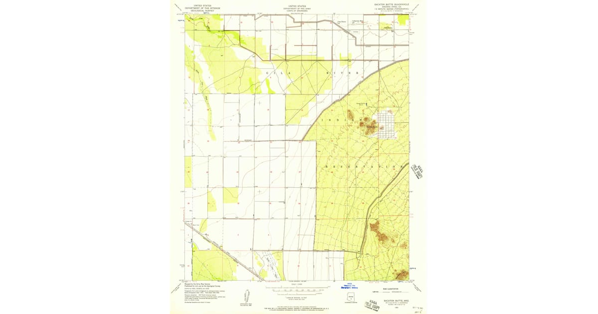 1952 Map of Sacaton Butte, Pinal County, AZ — High-Res | Pastmaps