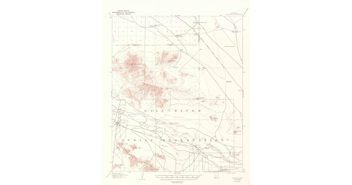 1907 Map of Sacaton, AZ — High-Res, 1948 Print | Pastmaps